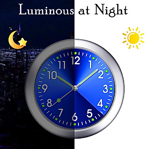 2 Pieces Stick on Dashboard Car Clock Mini Tiny Small Luminous Car Vent Clocks Watch for Dashboard Boat Bike Home (Black, Blue)