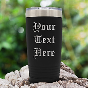 My Personal Memories Customized Personalized Stainless Steel Travel Tumbler with Lid - Engraved Double-Wall Vacuum Insulated for Him, Her Your Custom Text (20 oz, Black)