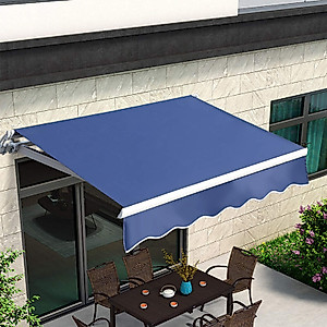 VUYUYU 13.1'x8.2' Patio Awning Retractable Awning Cover Sunshade Shelter Outdoor Canopy with Crank Handle and Water-Resistant Polyester for Courtyard, Balcony, Shop, Restaurant, Cafe, Deck