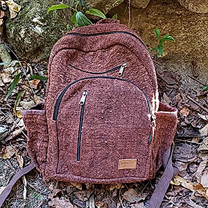KHUSI Durable Natural Organic Hemp Backpack - Strong Premium Quality Construction & Large Storage Travel Size Design Shoulder Bag - Perfect for Traveling School Laptop Carrying Usage