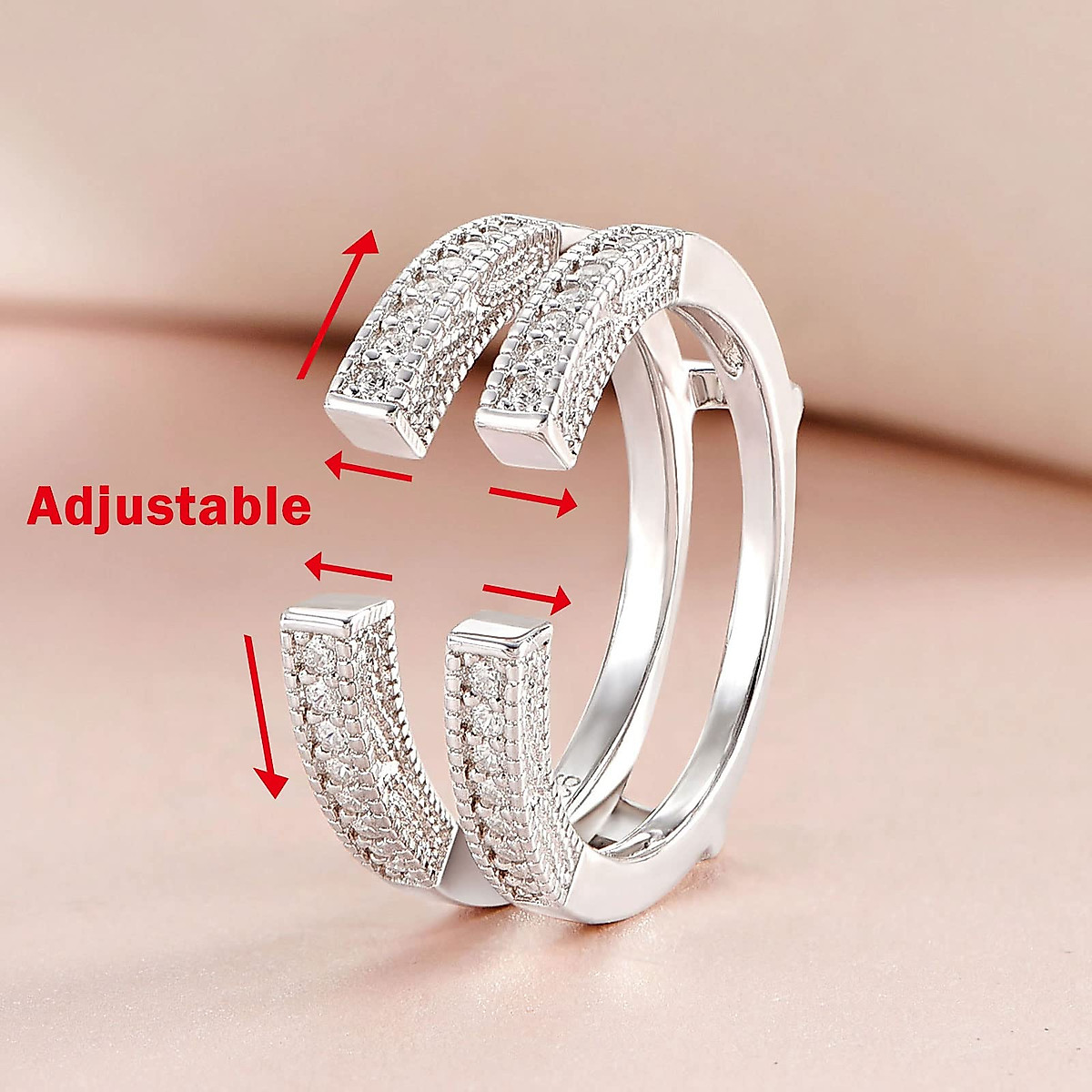 SHELOVES Vintage Guard Wrap Wedding Band For Women 925 Sterling Silver Ring Enhancer for Engagement Rings Sz 6