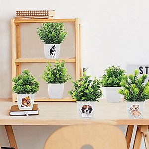 Mini Artificial Plants Fake Potted Plants, 10 pcs Small Eucalyptus Potted Faux Decorative Grass Plant with Black Pot for Home Decor, Indoor, Office, Desk, Table Decoration