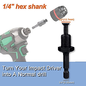 GANYEE 1-13mm Keyless Drill Chuck Adapter Kit 1/2"-20UNF with SDS-Plus Shank 1/4" Hex Shank 1/2" Socket Square Female Adapter fits Rotary hammer/Impact wrench/Impact Screwdriver