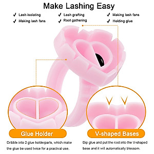 Lash Glue Rings, [200PCS] Smart Glue Cup for Lash Extension Supplies, Eyelash Heart Glue Rings for Volume Fan, Blossom Ring Fanning Cups, Eyelash Extension Supplies, Lashes Supplies for Lash Tech