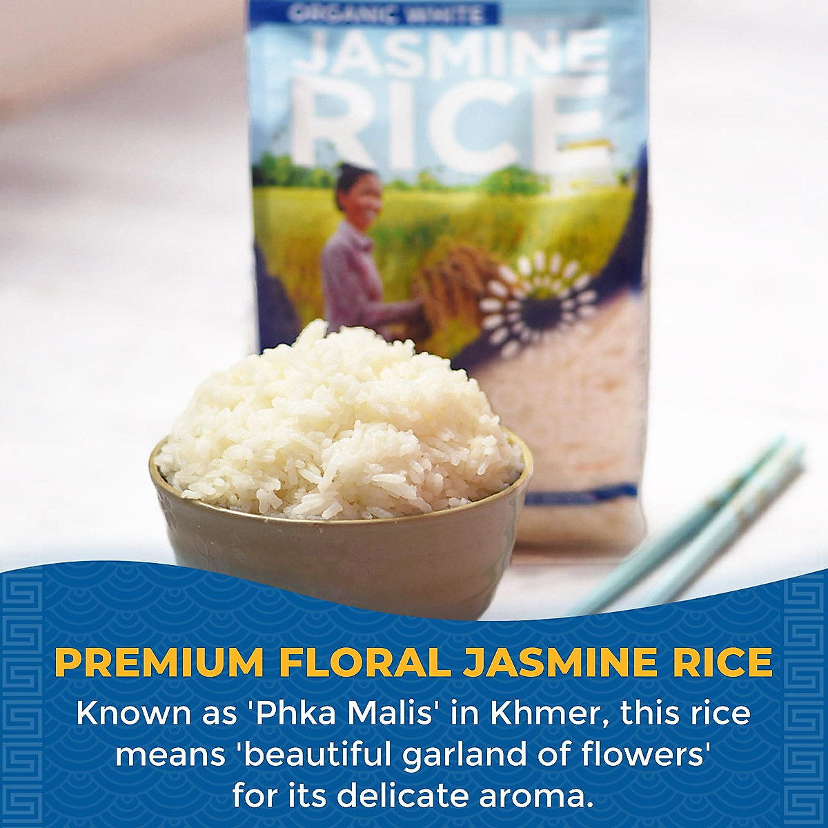 Lotus Foods Organic White Jasmine Rice - Jasmine Rice, Gluten Free White Rice, Organic Rice, Long Grain Asian Sticky Rice, USDA Organic, Vegan, Gluten Free - 30 Oz (Pack of 6)