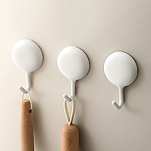 JULAHE Adhesive Wall Hooks for Hanging Towel Coat Hat Key Stylish Pebble Shape Utility Hook for Kitchen Bathroom No Drill Stick on Smooth Surface Ornament Hooks 4 Pack White