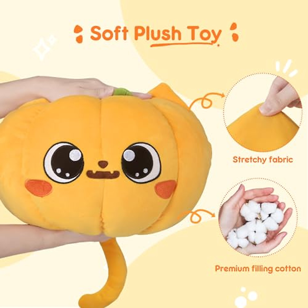 Officygnet Cute Plush Pillow, Soft Stuffed Animal Plush Toys, Kawaii Pumpkin Cat Plushies Pillow Dolls for Kids Adult, Ideal Christmas Birthday Gift for Girls Boys Girlfriend