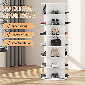 7 Tier Rotating Shoe Rack Tower, Revolving 360 Shoe Rack Storage Round Carousel,Spinning Shoe Display Lazy Susan, Vertical Handbag Rotate Shoes Closet Organization for Entryway Living Room Hallway.