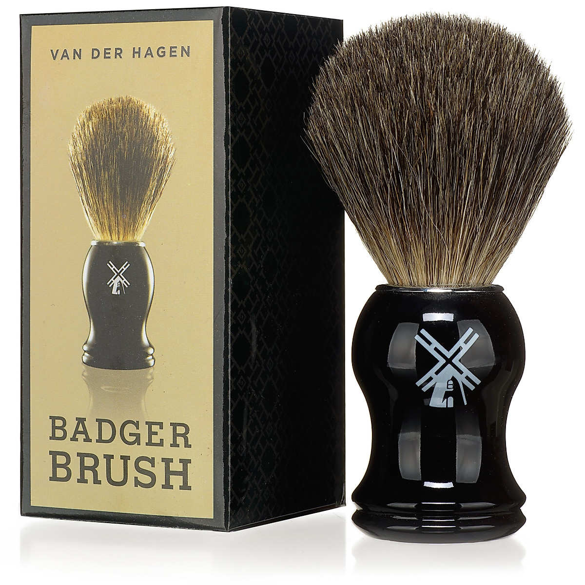 Van Der Hagen Badger Brush - Shave Brush Made from 100% Genuine Badger Hair, Exfoliates and Cleanses Skin