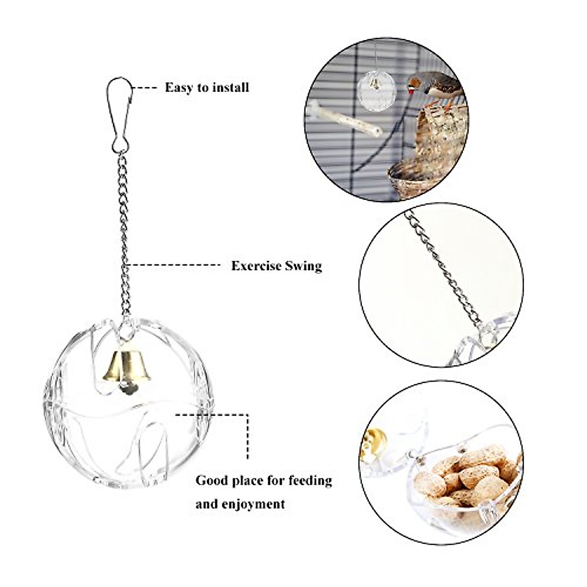 Bvanki Parrot Foraging Toys, Bird Cage Feeder Toys, Parrots Feeder Ball Toys for Cockatiel Budgie Parakeet Amazon Parrot