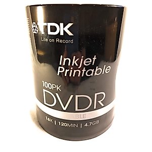 TDK DVDR 100PK Inkjet Printable Recordable
