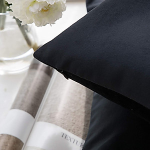 Phantoscope Pack of 2 Velvet Decorative Throw Decorative Pillow Cover Soft Solid Square Cushion Case for Couch Black 18 x 18 inches 45 x 45 cm