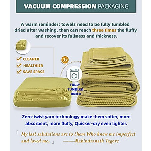 VOOVA & MOVAS Towels for Bathroom,6 Pieces Gift Set,100% Cotton | Large | Soft | Quick Dry, 2 Bath Towels 30×56inch, 2 Hand Towels 18×28, 2 Wash Cloths 13×13,Dorm Room Essentials, Light Tan | Beige