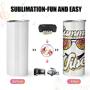 Icesip 12 Pack Music Speaker Tumbler, 20 oz Sublimation Tumbler Skinny Straight Double Wall Music Speaker Cup with Straw Lid & USB Charging Cable - White