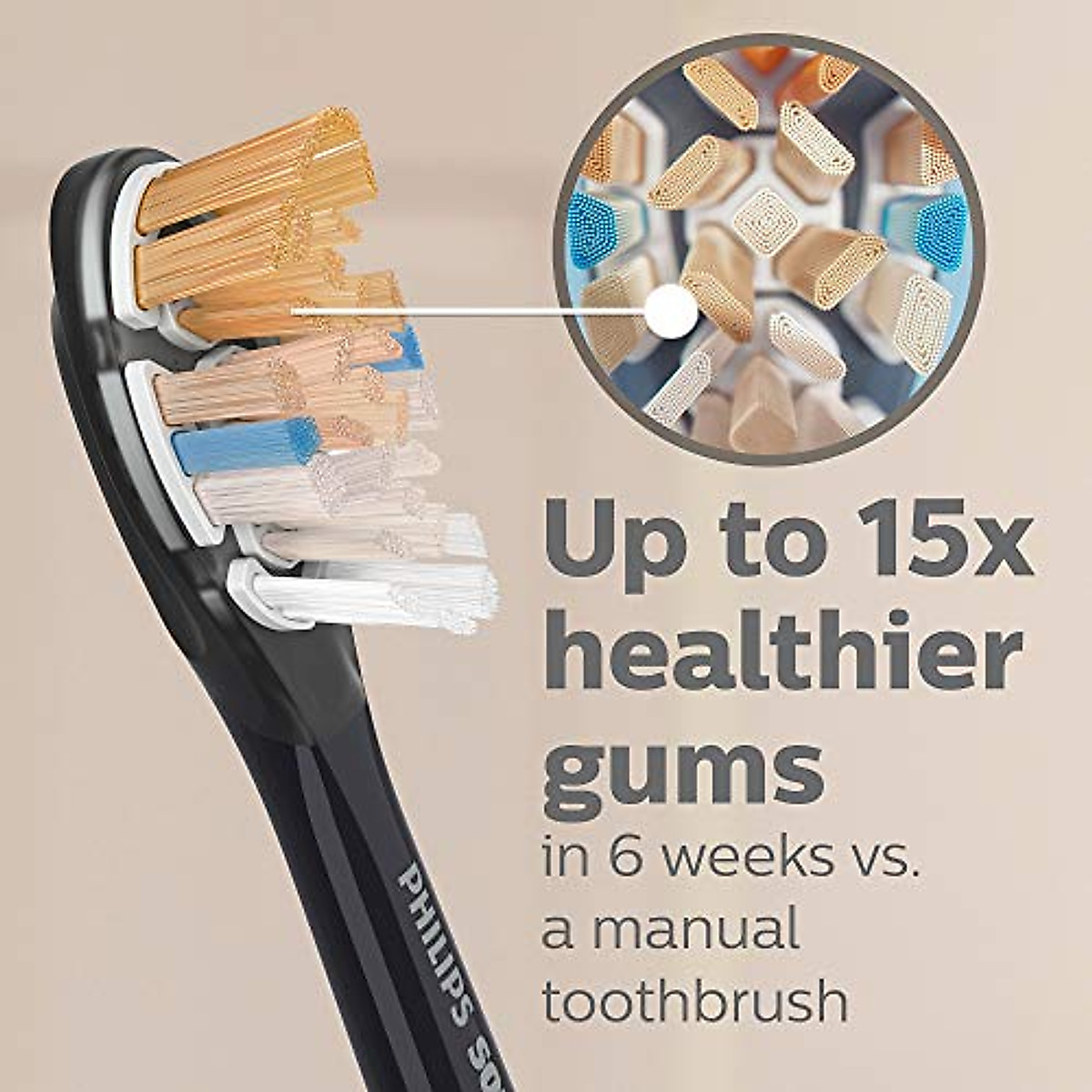 Philips Sonicare Genuine A3 Premium All-in-One Replacement Toothbrush Heads, 2 Brush Heads, Black, HX9092/95