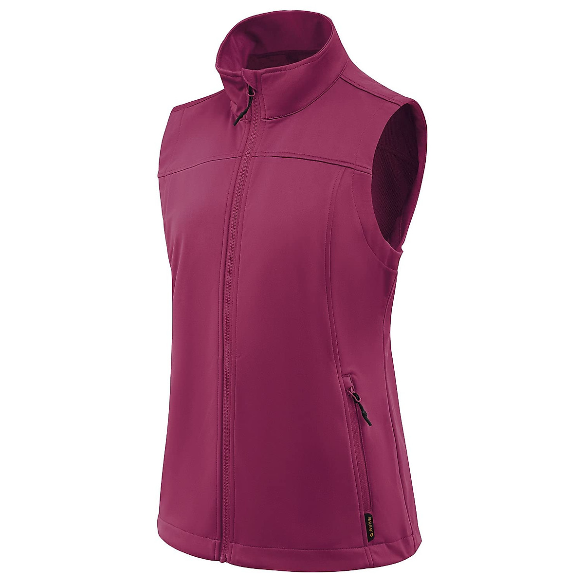 BALEAF Women's Lightweight Vest Softshell Sleeveless Jacket Windproof Stand Collar with Zipper Pockets Running Hiking Golf Rouge L