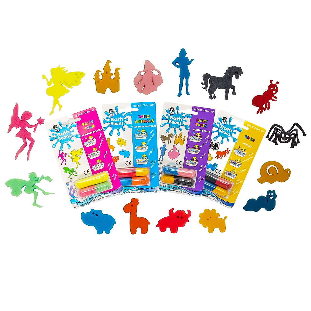 Bath Beans - Fairytale, Fairy Folk, Bugs & Wild Animals - Girls Best Choice Bundle. for Children 3+ yrs. Giant Magic Capsules Unfold into Sponge Toy Characters When Dropped into Warm Water