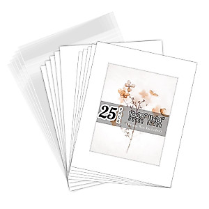 Golden State Art, White Pre-Cut 16x20 Picture Mat for 11x14 Photo with White Core Bevel Cut Mattes Sets. Includes High Premier Acid Free Mats & Backing Board & Clear Bags (25 Kit)