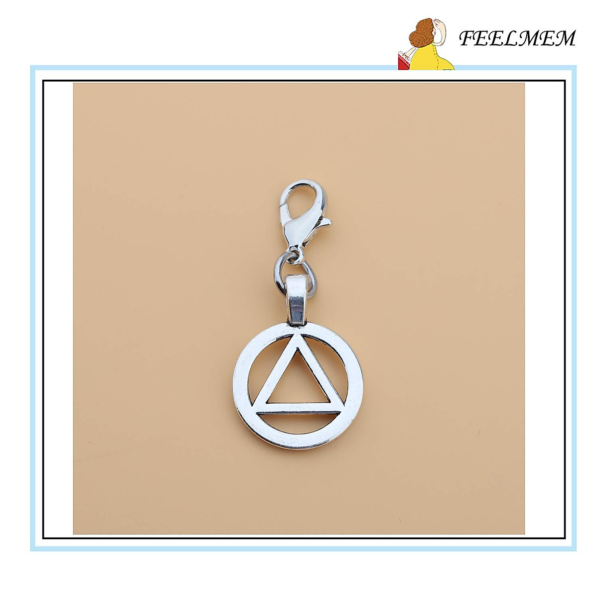 FEELMEM AA Recovery Jewelry AA Sobriety Charm Zipper Pull Alcoholics Anonymous Gifts Sober Sobriety Charm Sobriety Gifts