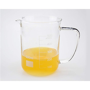 DS. DISTINCTIVE STYLE Chemistry Glass Beaker with Handle 500 Milliliters Lab Beaker Borosilicate Glass Measuring Cup for Laboratory