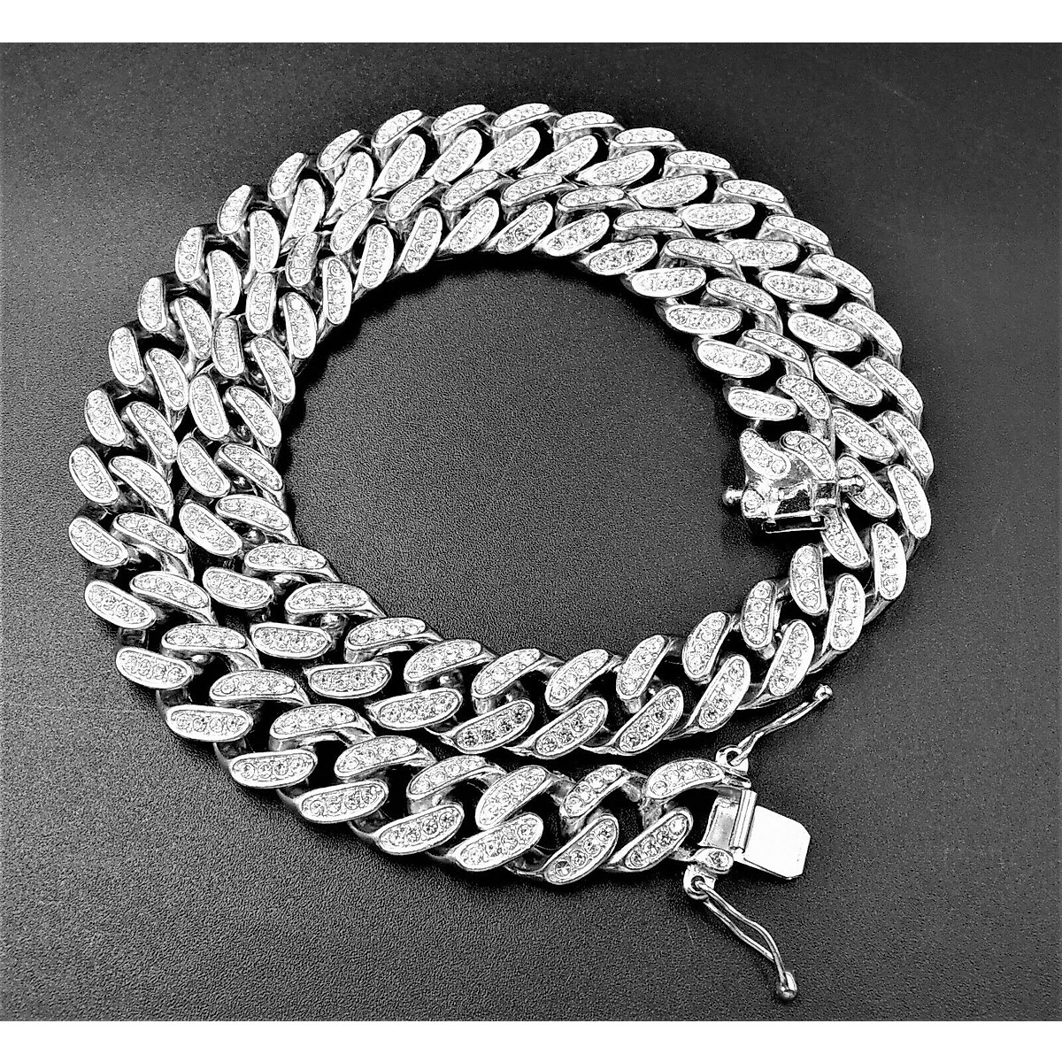 Hip Hop Jewelry Silver Plated Puerto Rico Flag Pendant 13mm 16" 18" 20" 24" Iced Cuban Chain Necklace (PENDANT & 24" CHAIN SET)