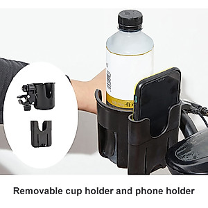 Cup Holder 2 in 1, Stroller Cup Holder, Bike Cup Holder, Stroller Organizer, Stroller Cup Holder with Mobile Phone Holder, 360 Rotation Drink Phone Holder for Bike Pushchair Wheelchair Walker Bicycle