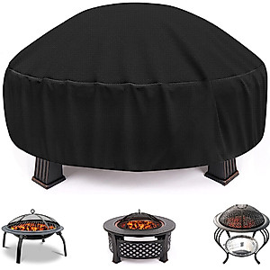 Fire Pit Cover Round, Fits 44-50 Inch Firepit or Fire Bowl, Outdoor Waterproof Patio Fire Table Cover, 48’’ D X 18’’ H