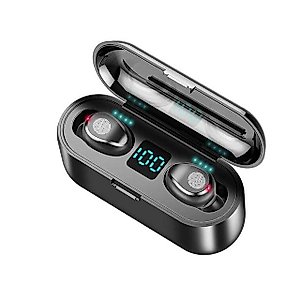 Waterproof Headphone, 8 LED Display Gaming Headset,Battery Display Earbuds F9 Bluetooth Earpiece, Touch Control