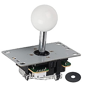 Arcade Game Fighting Stick, Arcade Game Joystick Small Shaking Distance Quadrate Retaining Ring Light Resilience for Game Console(White)