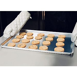 Full Size 18 Gauge Sheet Baking Pan, Wire in Rim Aluminum Bun Pan, Professional, Commercial, and Industrial Grade Pan by Tezzorio