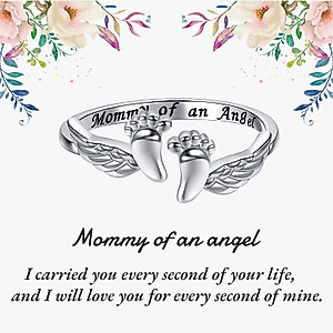 Miscarriage Ring Loss of Pregnancy Rings 925 Sterling Silver Loss Mommy of an Angel Memorial Jewelry Sympathy Gift for Women Mom (Miscarriage Ring)