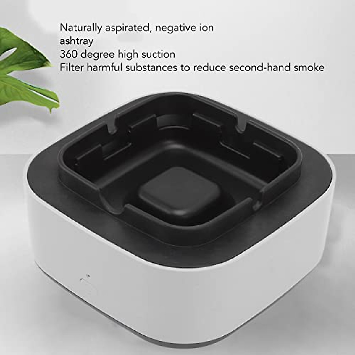 Negative Ion Air Fresher, Smokeless Ashtray One Button Operation Air Suction Structure Portable for Family (Grey)