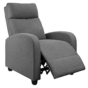 JUMMICO Recliner Chair Adjustable Home Theater Single Recliner Sofa Furniture with Thick Seat Cushion and Backrest Modern Living Room Recliners (Fabric, Black)