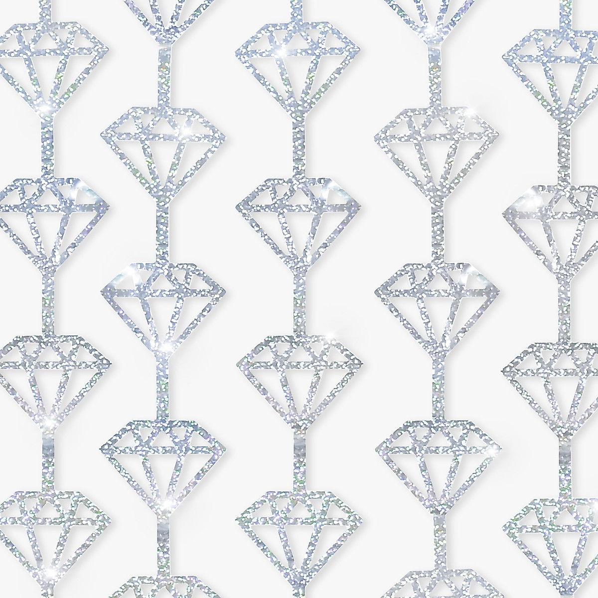 KatchOn, Holographic Silver Foil Diamond Curtains - 3.4x6.5 Feet, Pack of 2 | Diamond Backdrop Curtain | Silver Diamond Garland, Denim and Diamonds Party Decorations | Bachelorette Party Decorations