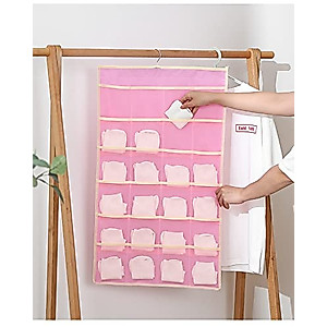 LSHDXD Closet Hanging Bra Organizer with Rotating Metal Hanger，Dual Sided Mesh Pockets Storage Bag，Hanging Wall Shelf Wardrobe Organizer for Bra Underwear Underpants Socks (6+18 Pockets)