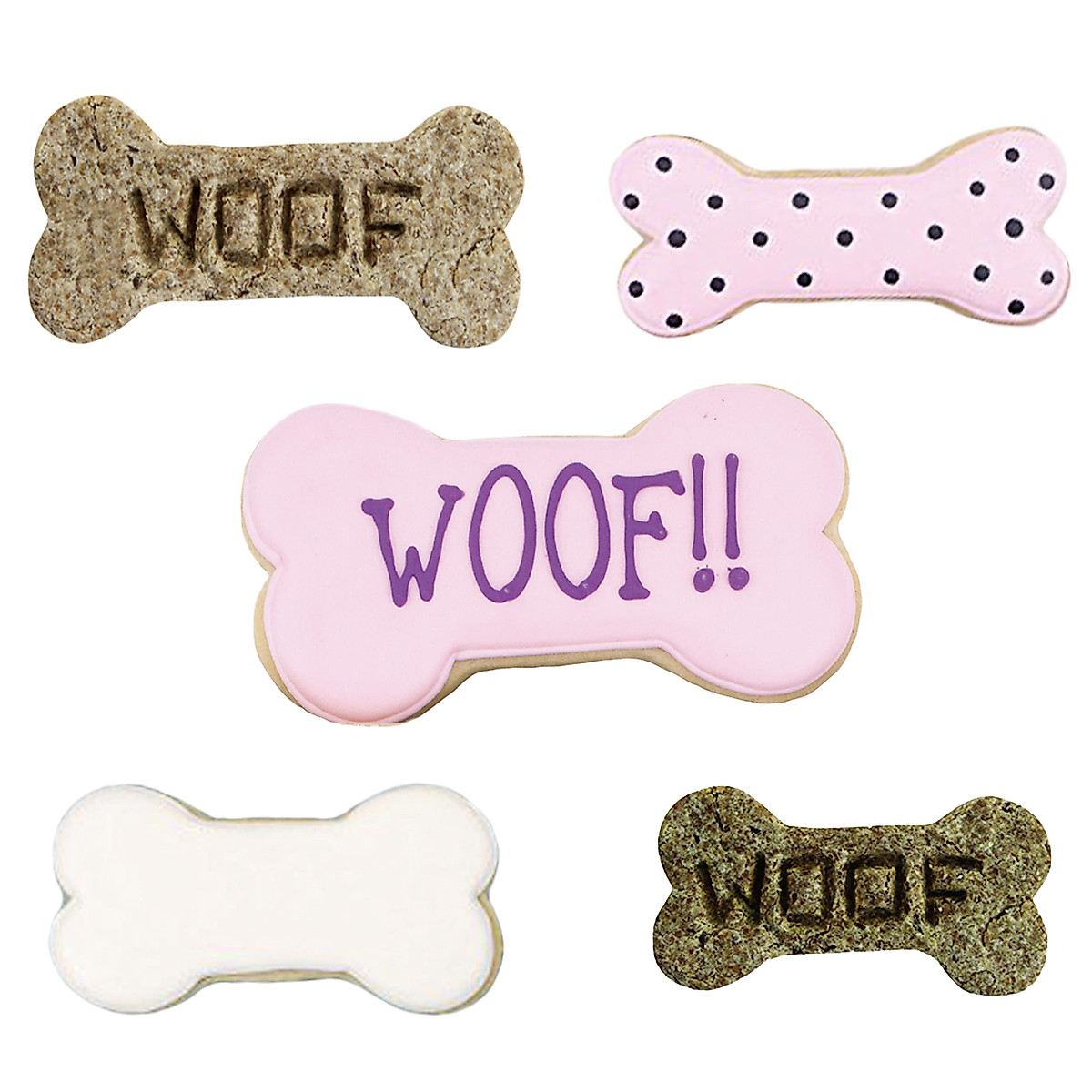 Dog Bone and Biscuit Dog Treat Cookie Cutters 5-Pc Set Made in USA by Ann Clark, 2", 3 1/8", 3 1/2", 4", 5"