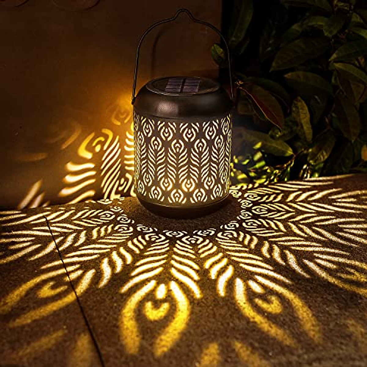 LeiDrail Solar Lantern Outdoor Garden Hanging Lanterns Metal Christmas Decoration Light Warm White LED Waterproof Landscape Lighting for Table Pathway Party Yard - 2 Pack