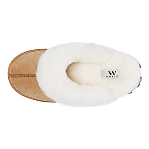 WaySoft Australian Sheepskin Women’s Slippers, 100% Shearling Wool, Hard Sole, Warm Fuzzy Indoor Outdoor