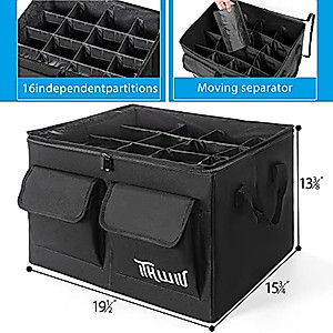 ITHWIU Shoe Storage Organizer for 16 Pairs of Shoes with Transparent Cover & Adjustable Dividers for Shoes, Blankets, Handbags, Linen, Clothing, Black