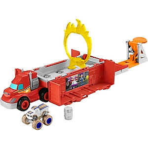 Fisher-Price Blaze and The Monster Machines Toy Car Race Track Launch & Stunts Hauler Transforming Playset for Kids Ages 3+ Years