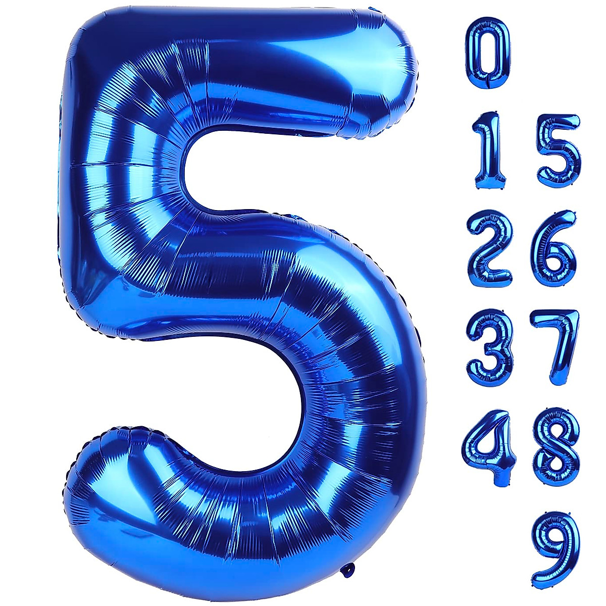 Number 5 Balloon 40 Inch for 5th Birthday Decorations, 15 25 35 50 Mylar Big Navy Blue Foil Number Balloons for Wedding Anniversary Party Decor