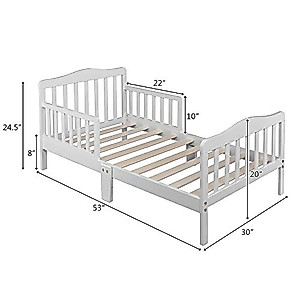 Kcelarec Wooden Bed,Kids Bedroom Furniture Bed with Safety Guardrails (White)