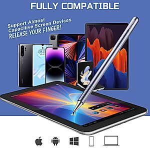 Stylus Pen for Touch Screens, Penyeah 3 in 1 Magnetic Disc/Rubber/Hard Mesh Tip Stylus,Universal High Precison Touch Screen Pen Stylist for All Capacitive Touch Screens-Gray