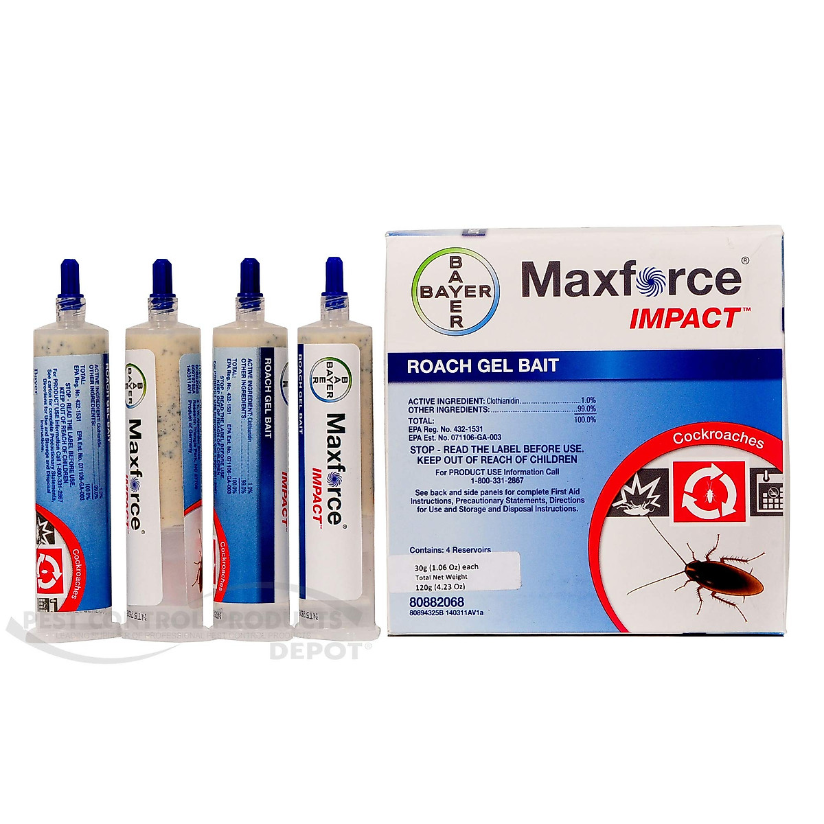 Maxforce Impact Roach Bait Gel 30g Reservoir , One Tube w/ plunger & Tip