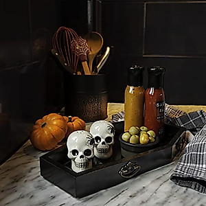 Stand & Delivered Gothic Coffin Tray, Spooky Decorative Wooden Goth Home Decor Tray for Holding Crystals, Jewelry, Candles, Creepy Serving Tray for Kitchen, Bathroom, Bedroom and Entryway, Black