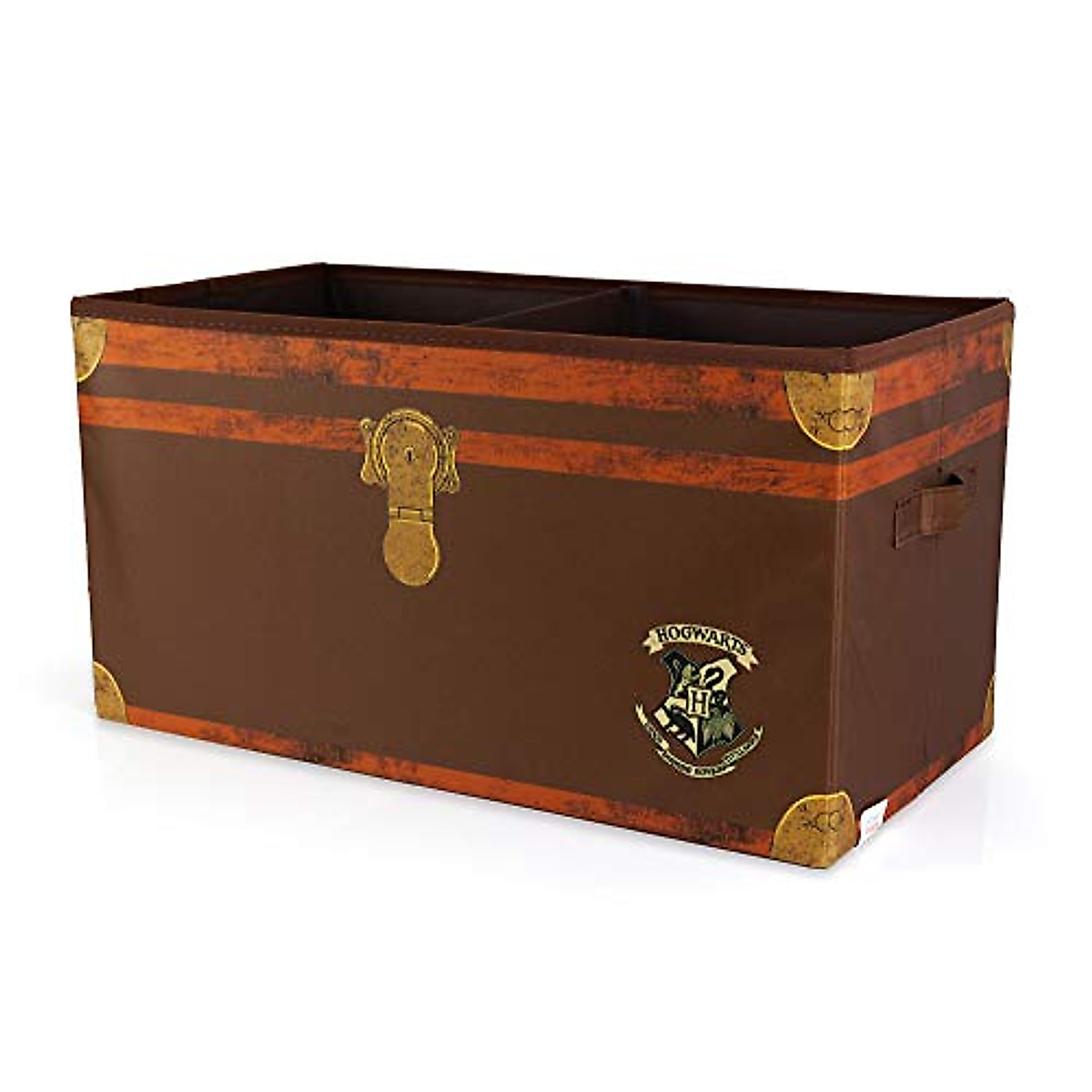 Harry Potter Hogwarts 24-Inch Foldable Storage Chest | Fabric Basket Container, Cube Organizer With Handles | Collapsible Brown Cubby Cube Closet Organizer