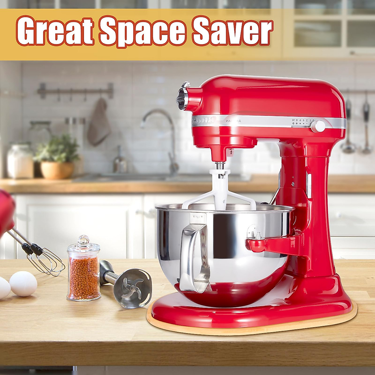 Mixer Sliding Slider Compatible with KitchenAid Bowl Lift Mixer - Bamboo Kitchen Countertop Storage Mover Sliding Caddy Moving Tray for Kitchen Aid 5-8 Qt Stand Mixer, Professional 600 Stand Mixer