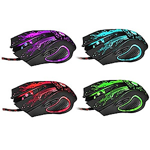 Wired Gaming Mouse Ergonomic Optical RGB Backlit USB Mice 6 Buttons with Scroll Wheel for Computers and Laptops