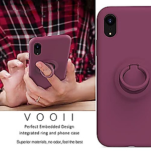 Vooii for iPhone XR Case with Kickstand | Baby Grade Liquid Silicone | 10ft Drop Tested Protective, Microfiber Lining Shockproof Full-Body Cover Case for iPhone XR (WineRed)