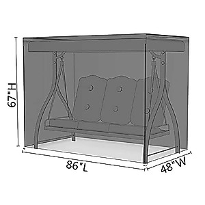 Aurragiy Outdoor 3 Triple Swing Cover 420D Patio Hammock Swing Glide Cover Waterproof Garden Furniture Canopy All Weather Protector 86 x 48 x 67 Inch Beige